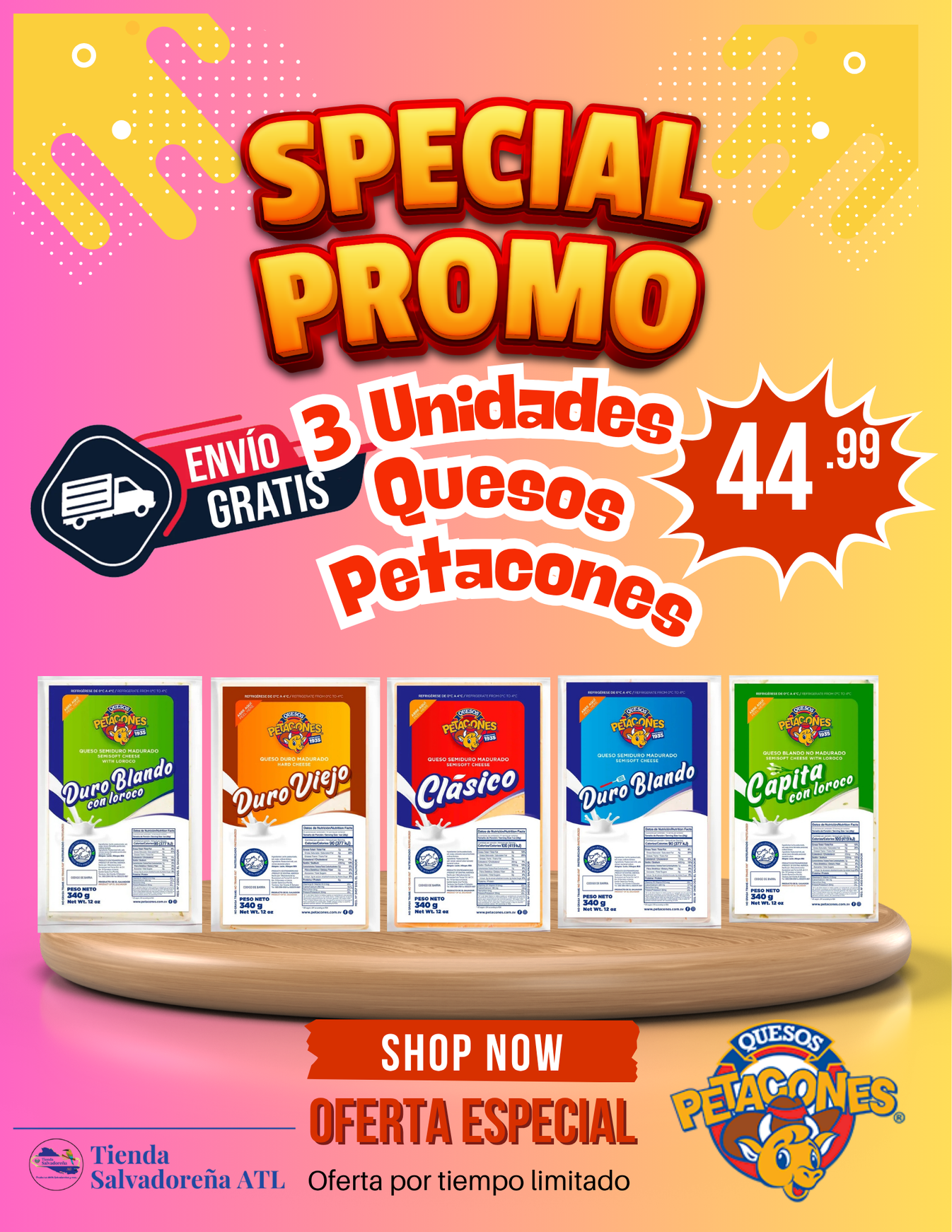 Especial 3 Unidades de Quesos Petacones de 340gr C/U con Envio Gratis ...